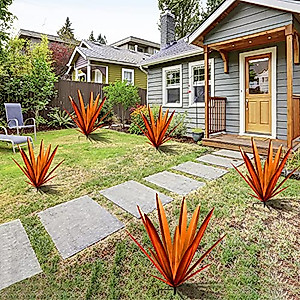 Homight Large Agave Sculpture Rustic Metal Agave Plant Outdoor Interior Decoration Outdoor Lawn Decoration Yard Wooden Posts Matching Garden Suitable for Patio… (Big, red)