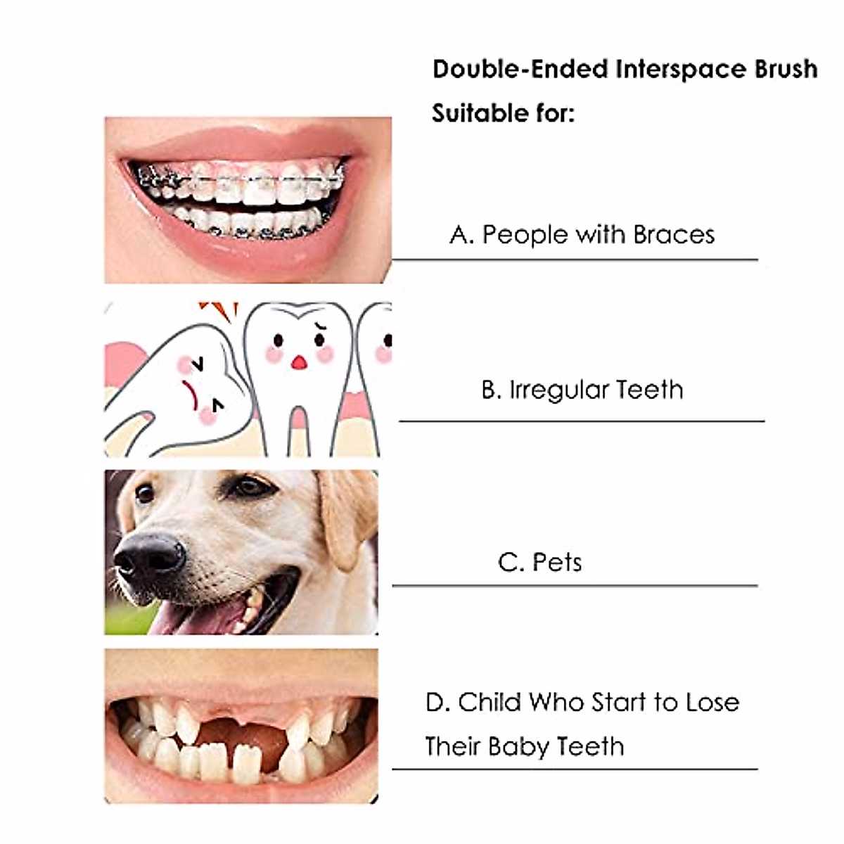 Orthodontic Toothbrush Double-Ended Interspace Brush Tiny Small Soft Trim Head and Flat Head End Tuft Toothbrush for Braces and Teeth Detail Cleaning, 4 Pieces (4 Colors B)