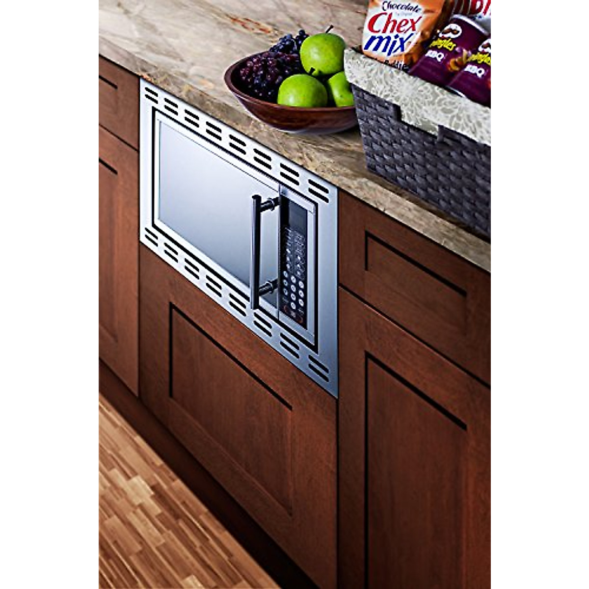 Summit OTR24 24" Built-In Microwave With Mirror Finish Door, Trim, and One-Touch Digital Controls, Stainless-Steel