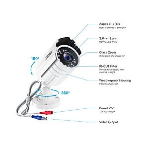 ZOSI 4 Pack 2.0MP 1080P HD-TVI Security Cameras,Outdoor Indoor,80ft Night Vision,1920TVL,Weatherproof Surveillance CCTV Bullet Camera for 720P/1080N/1080P/5MP/4K HD-TVI AHD CVI Analog DVR Systems