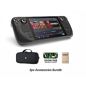 Valve Steam Deck 256GB Handheld Gaming Console with Carring case, Tempered Film and Soft Silicone Protective Case