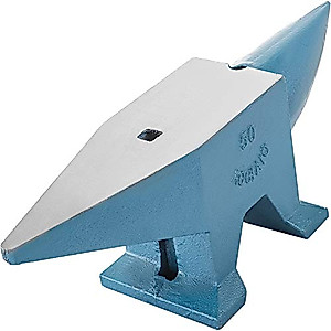 Happybuy Single Horn Anvil 110Lbs Cast Steel Anvil Blacksmith for Sale Forge Steel Tools W/Round and Square Hole and Equipment Anvil Rugged Blacksmith Jewelers Durable and Robust Metal Working Tool