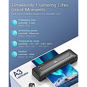 Laminator Machine A3 Laminating Machine - 13 Inches Cold and Thermal Laminator with 30 Laminating Sheets, 5-in-1 Lamination Machine with Paper Trimmer and Corner Rounder for Home Office School Use