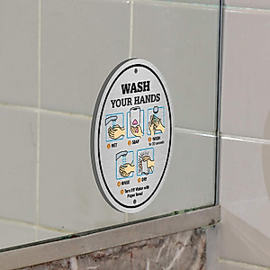 SmartSign Wash Your Hands Sign | 4" x 5" Aluminum Diamond Plate Door Sign
