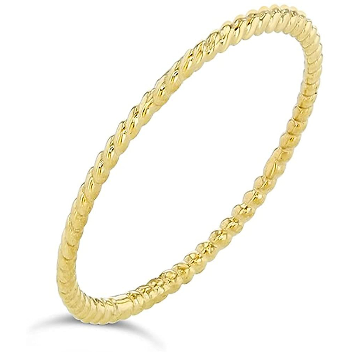10K Yellow Gold Dainty Stackable Rope Cable Design Thin Slender Band Ring - Size 8
