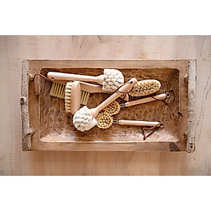 Creative Co-Op Beech Wood Dish Brush with Leather Strap
