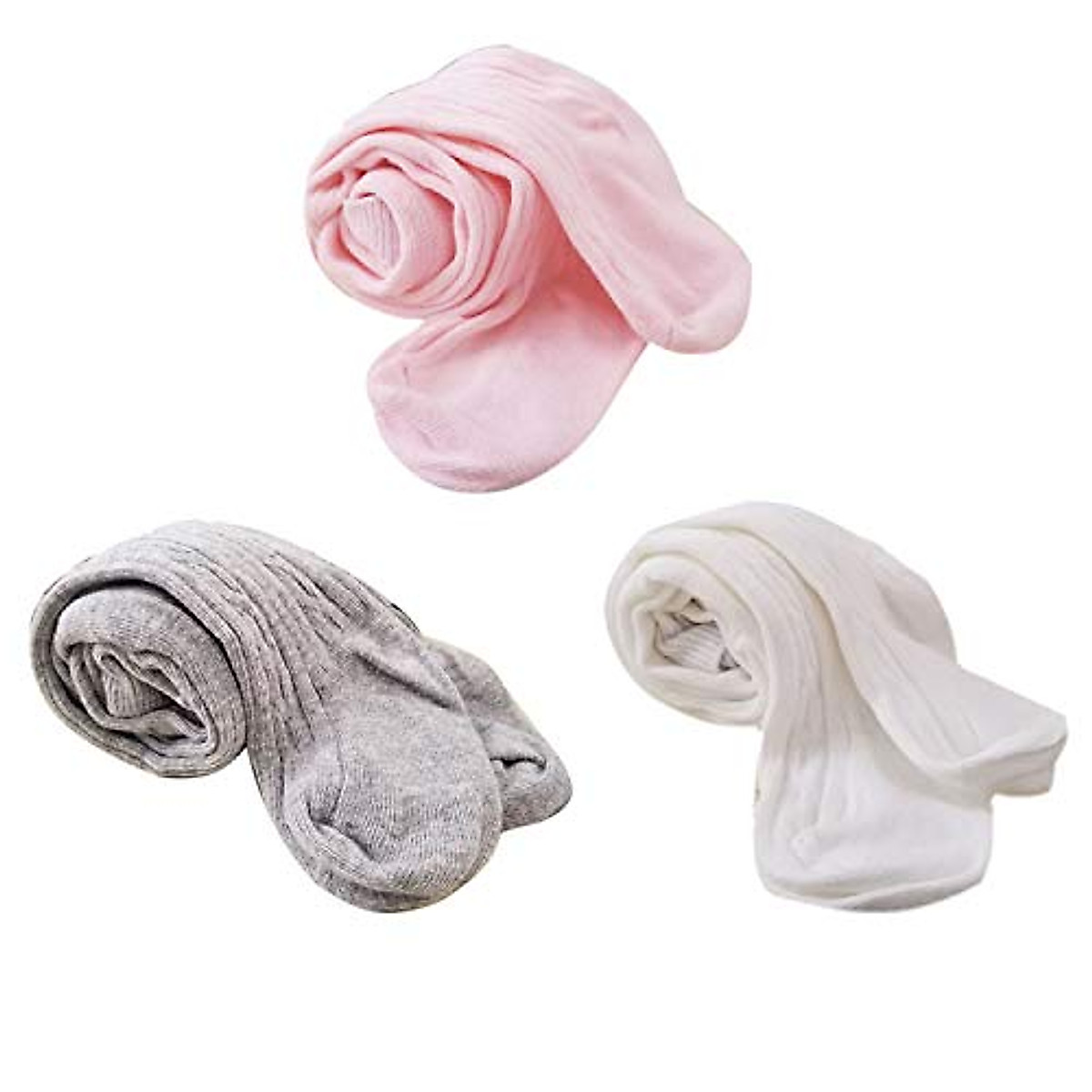 Kaariss 3 Pairs Infant Baby Toddler Girls Tights Toddler Knit Cotton Leggings