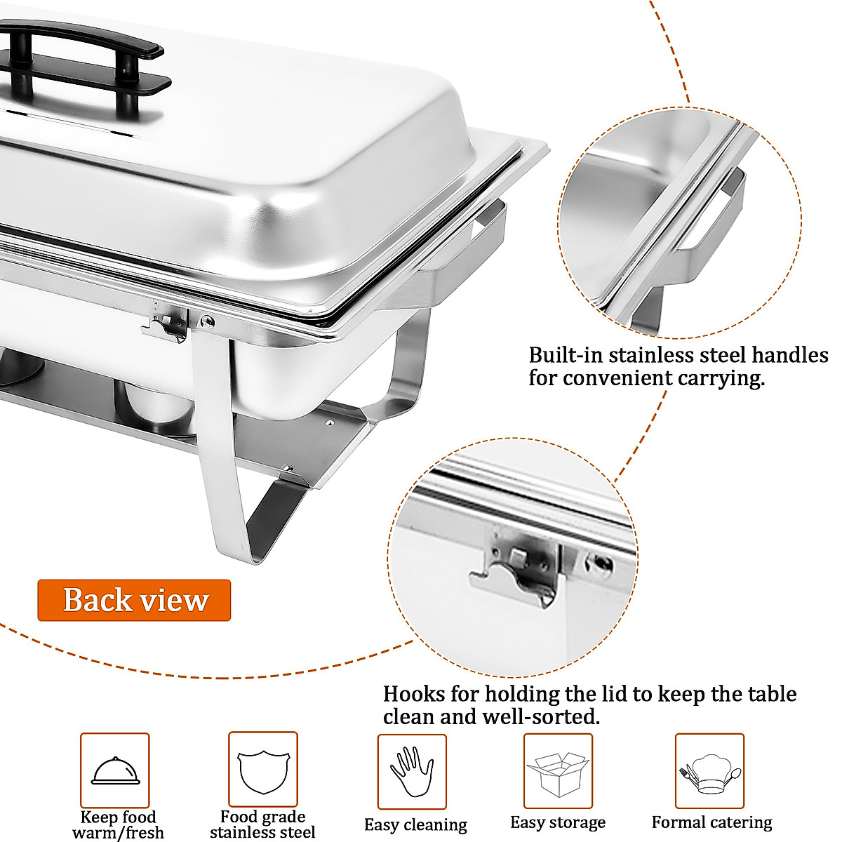 Chafing Dishes Buffet Set [2/4 Pack] Commercial Catering Food Warmers for Parties 9QT Buffet Servers and Warmers Stainless Steel Foldable Chafer with Lid