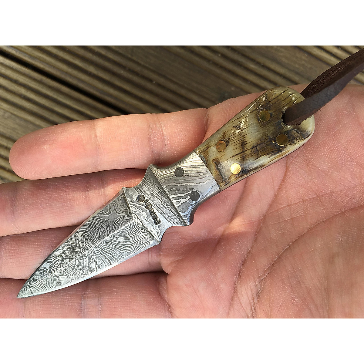 Perkin Handmade Knife - Damascus Steel Hunting Knife - Neck Knife