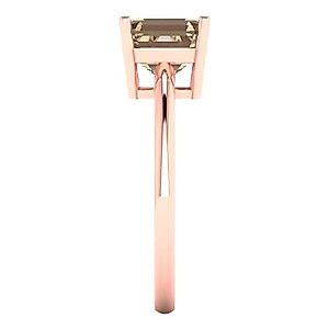 Clara Pucci 2.0 ct Asscher Cut Solitaire Yellow Moissanite Ideal Engagement Bridal Promise Anniversary Designer Ring 18K Rose Gold Size 6