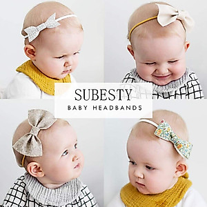 Subesty Baby Girls Nylon Elastic Headband Soft Flower Hair Band For Toddler Infant Newborn Set Of 10