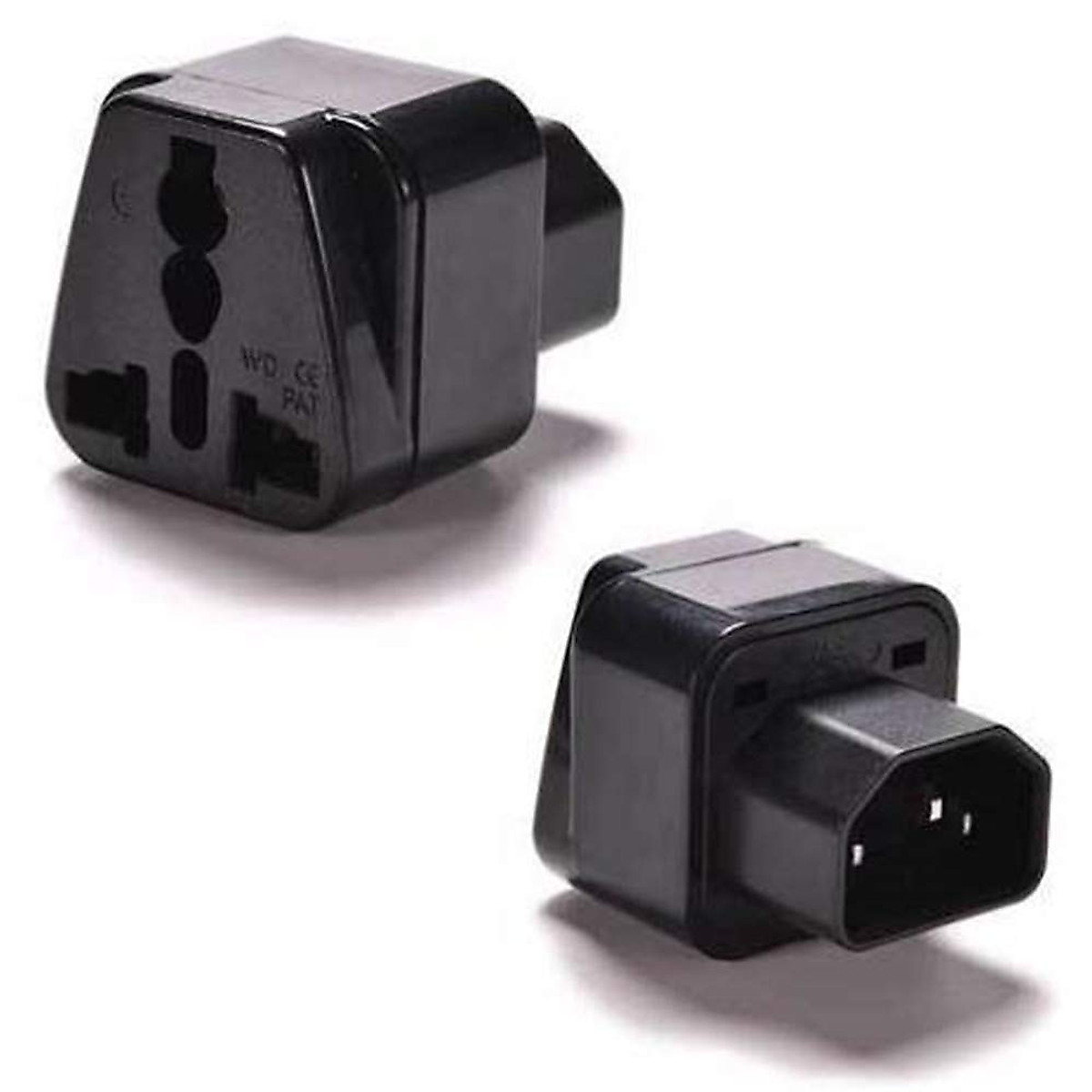 ANRANK IC141320AK UPS IEC C14 to Universal Female EU US UK AU C13 Socket Power Adapter AC Plug (2 Pack)