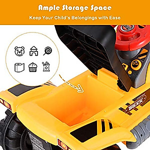 Giantex Ride On Bulldozer Truck for Kids, Excavator Digger Construction Vehicles, Pretend Play Sliding Tractor, w/ Multiple Sounds, Push Bucket, Low Seat, Anti-Skid Tires, Front Loader Ride-On Large