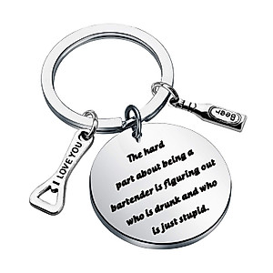 AKTAP Bartender Gift Funny Bartender Keychain Mixologist Gift For Women Men BFF Women Jewelry Waitress Gift (Funny Bartender Keychain)