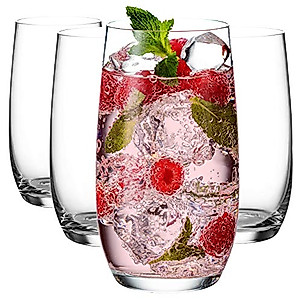 Godinger Highball Glasses, Tall Beverage Glass Cups, European Made - 16oz, Set of 4