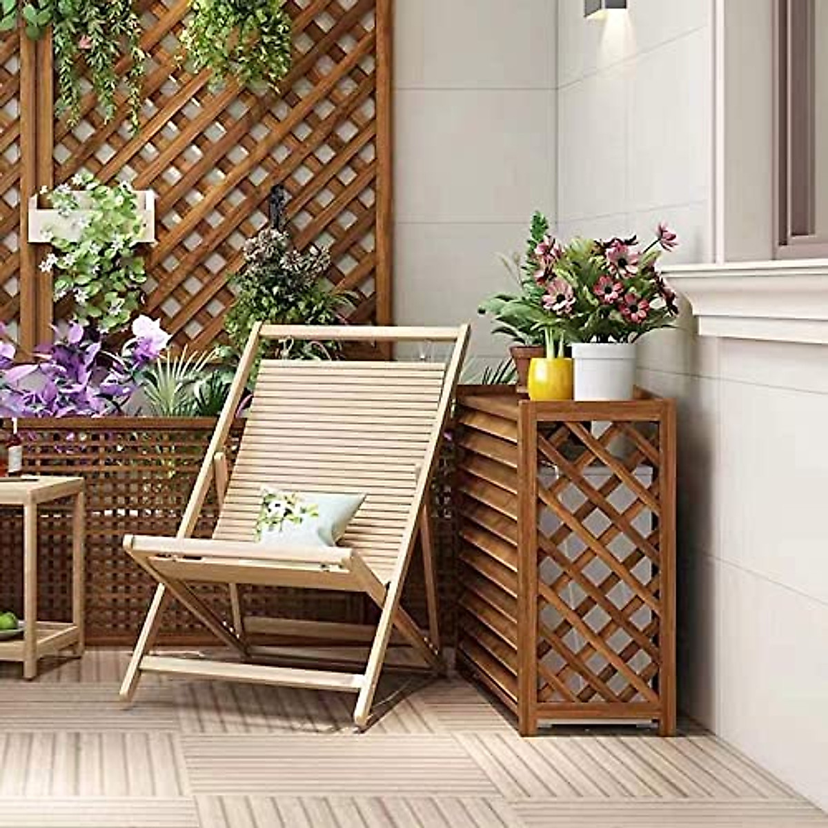 YPINKZ Outdoor Privacy Fence Panels Decorative Air Conditioner Fence Screens,Wood Fencing for Garden Patio Lawn 33.5"x29.5" 39.4"x37" 47"x39.4" (Size : 110x50x85cm(43.3x20x33.5in))
