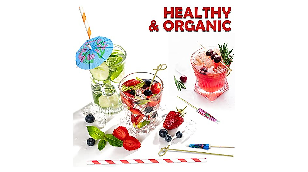 Demigo 300pc Cocktail Accessories: Party Umbrellas, Picks & Straws