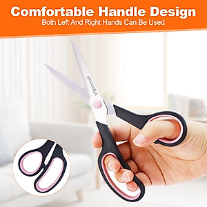 Scissors for Office School Supplies, Hnncugty 8" Scissors All Purpose Bulk Set of 6-Pack, Sharp Scissors for Student Teacher Scissors Home Craft Sewing Fabric Scissors, Comfort Grip, Right/Left Handed