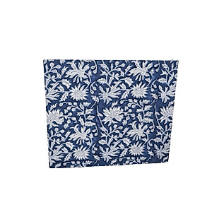 3.3 Gallon Cotton Hand Block Printed Paper Waste Basket |Small Decorative Trash Can for Housewarming Gifts in Living Room, Bedroom, Bathroom | Eco-Friendly, Plastic-Free (1, Blue White FLOWAR)