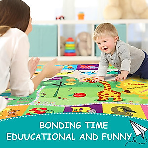 B BENRON Kids Rug Cute Playroom Rug with ABC Alphabet Animals Classroom Rug Educational and Fun 4x6 Area Rugs for Baby Toddler Children Learning Girls Boys Bedroom Nursery Rug Washable