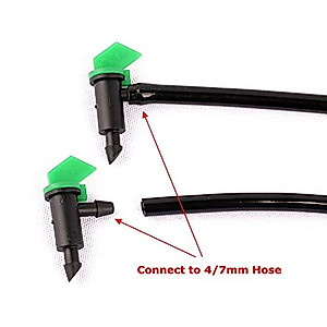 Lxcom Lighting 100 Pack 4 GPH Flag Drip Emitter Drip Emitters 16L/H Emitter Sprinkler Drippers System Parts Connect 4mm/7mm Hose for Lawn Vegetables Garden (Green)