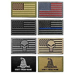 WZT Bundle 8 Pieces American Flag Tactical Morale Military Patch Set