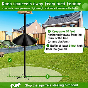 PP Squirrel Proof Baffle, Pole Mount Squirrel Guard Stopper for Outdoors Bird Feeder Pole - (Black, 16inch,1 Pack)