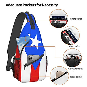 Puerto Rico Flag Sling Crossbody Backpack Bag Chest Bag For Men Women Travel Hiking Daypack