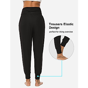 DIBAOLONG Womens Yoga Sweatpants Loose Workout Joggers Pants Comfy Lounge Pants with Pockets Black M