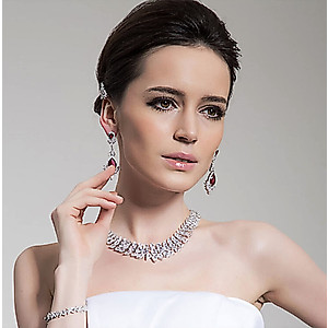 White Gold Plated AAAAA Australia Crystal Teardrop Wedding Bridal Bridesmaid Chandelier Marquise Clear Cubic Zirconia Stud Earrings Fashion Jewelry for Women (Clear)