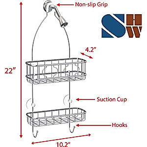 Simple Houseware Bathroom Hanging Shower Head Caddy Organizer, Chrome (22 x 10.2 x 4.2 inches)