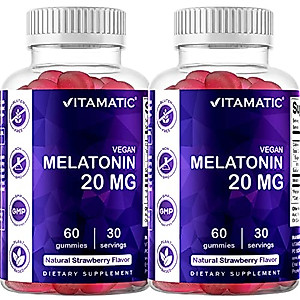 Vitamatic Melatonin 20mg Gummies for Adults, 30 Servings - 60 Vegetarian Gummies - Non-Habit Forming Supplement (60 Gummies (Pack of 2))