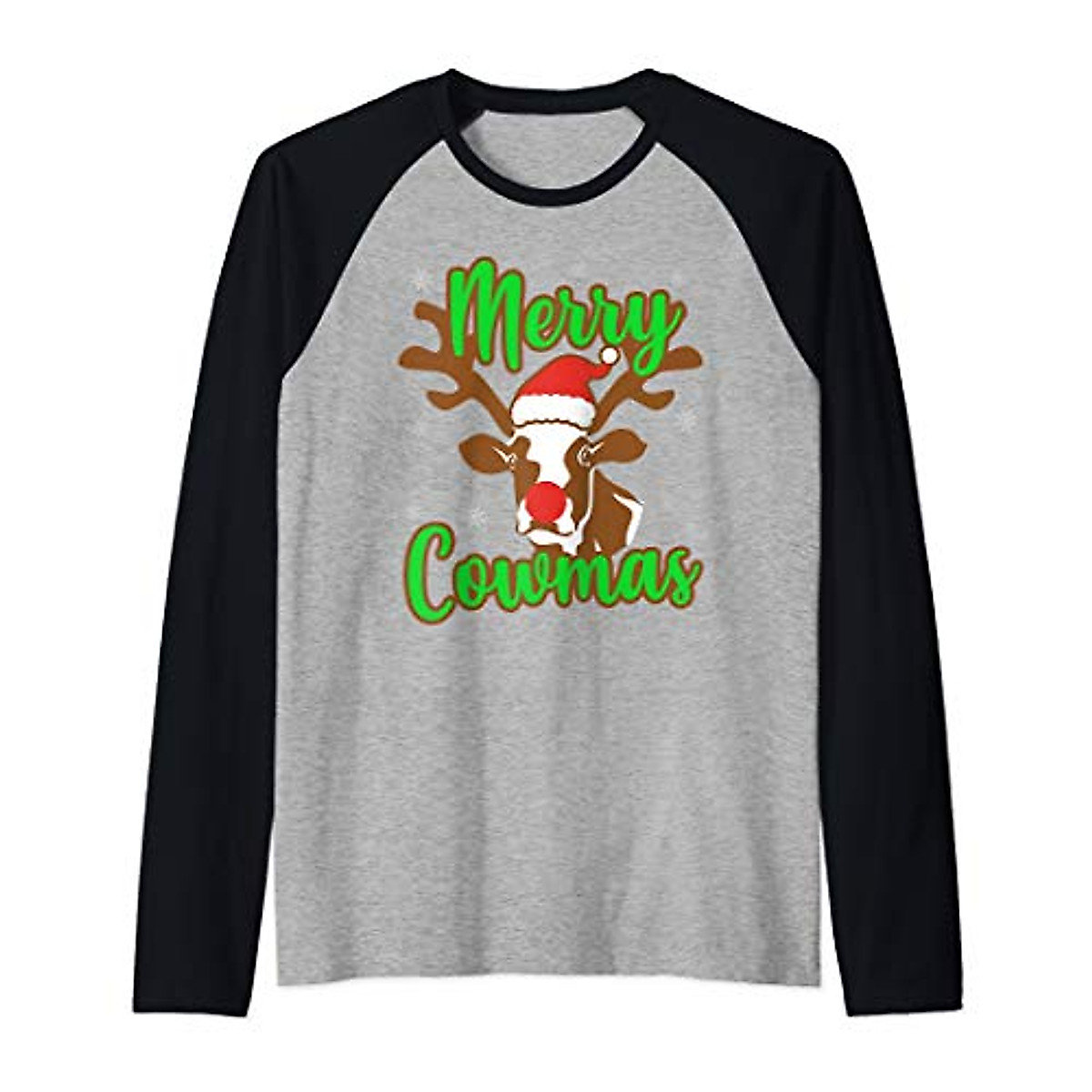 Cow Lovers Ugly Christmas Funny Gift Stocking Stuffer Mom Raglan Baseball Tee