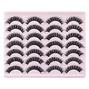 False Eyelashes Russian Strip Lashes Fluffy Fake Eyelashes Extension D Curl Wispy Handmade Soft Reusable 14 Pairs Lashes Pack