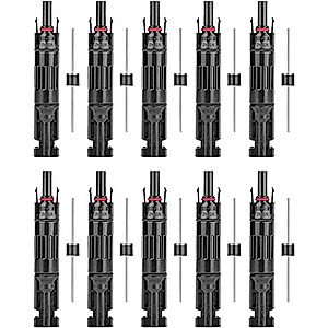 BAITHNA 20A PV Solar Panel Connector Male/Female Built-in Diode Solar Wire Connectors Waterproof Anti-backflow (10 PCS)