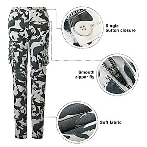 Womens Cargo Pants,Outdoor Casual Camoflage Camo Military Combat Work Hiking Pants with Pockets Camo White-US 4