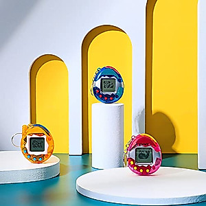 6 Pieces Virtual Pets Keychain Digital Nostalgic Electronic Pets Keychain Easter Gift Pet Key Chain 90s Handheld Games Electronic Pets Game Keyring with 1 Screwdriver 2 Button Battery (Mixed Style)