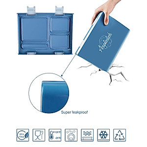 Acupteatech Lunch Bento Box, Leak Proof 4-Compartment Food Container 1200ml Large Capacity, BPA Free, Portion Meal Prep Snack Packing, Durable Perfect for Picnics, Camp, Travel—Blue