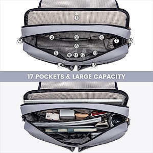 LOVEVOOK Laptop Bag for Women, 15.6 inch Large Capacity Computer Briefcase Sleeve Case, Messenger Shoulder Bag Office Business Work Purse Tote Bags for Women Travel Gifts, Black-grey