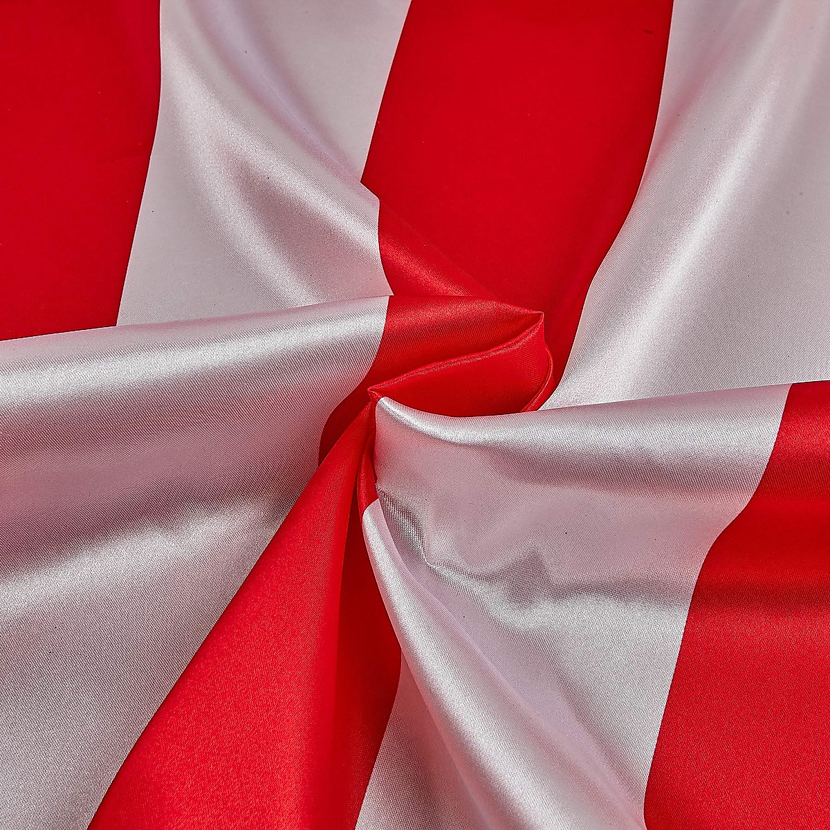 Charmeuse Satin 3.5 Stripe White/Red, Fabric by the Yard