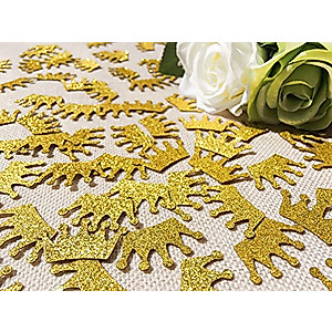 Famoby 100pcs/pack Gold Glittery Prince King Crown Confetti for Baby Shower Party Decorations
