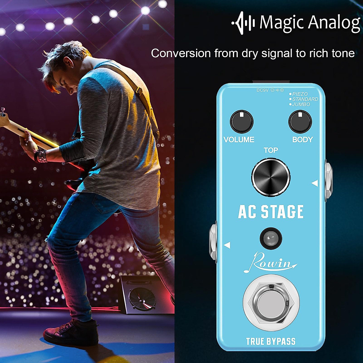 Rowin Looper Effects Pedal with SD Card for 10 Minutes of Looping, Unlimited Overdubs,1/2 time, and Reverse