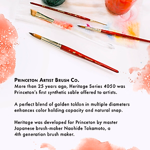 Princeton Heritage, Series 4050, Synthetic Sable Paint Brush for Watercolor, Round, 2