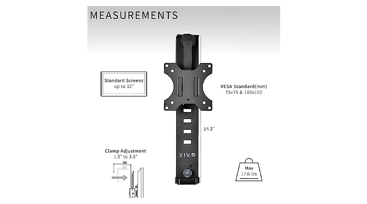 VIVO Cubicle Monitor Mount - Adjustable VESA Bracket for 17-32 inch Screens