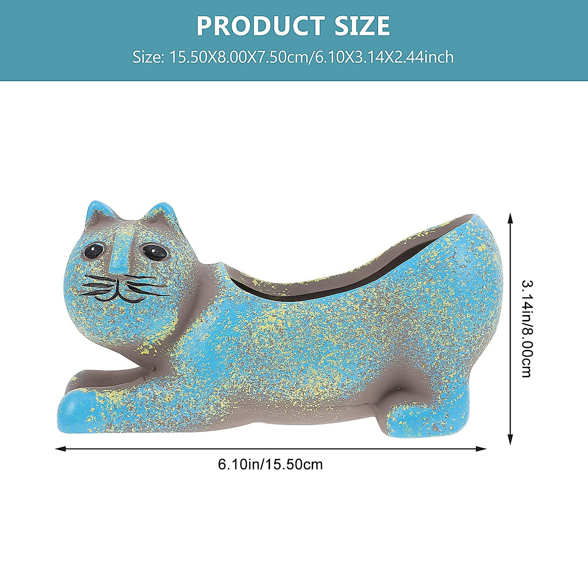 Yardwe Ceramic Succulents Pots Creative Cat Shaped Flower Plant Pot Glitter Animal Bonsai Plant Container Home Office Desk Gifts