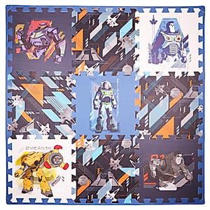 Disney Pixar Lightyear Kids Foam Mat, Interlocking Puzzle Non Slip and Non Toxic Exercise Play Mat Flooring Tiles, Blue, 36 x 36 Inches, 9 Tiles