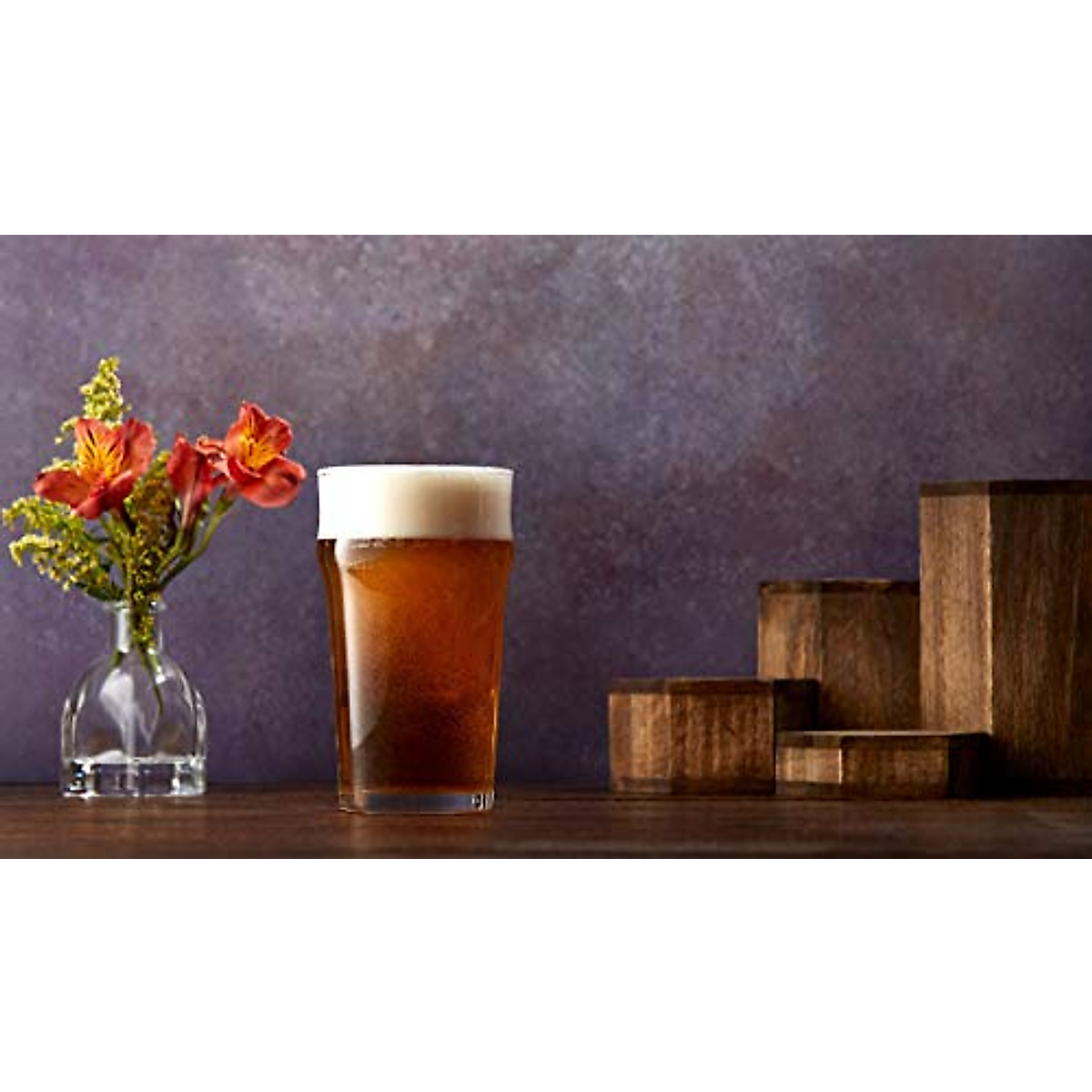 JoyJolt Grant 19oz Beer Pint Glasses Set of 4. Large Beer Pint Glass Capacity in a Traditional Pub Drinking Glasses Design. Oversized Beer Glasses Set for Guinness, Stout, and Big Craft Beer Glasses