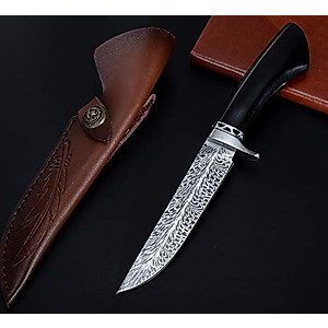 Perkin Handmade Fixed Blade Hunting Knife With Sheath HBF