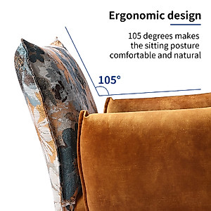 Modern Fabric Living Room Chair-Waiting Room Chairs Accent Chair with Metal Legs, Leisure Chair with Thick Seat Cushion, Ergonomic Accent Chair for Living Room, Bedroom - Floral Print (Yellow)