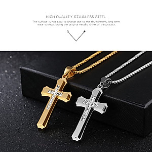 OLEVS Diamond Silver Cross Pendant Necklace Metal Womens Cross Pendant for Women Necklace Small Mens Cross Pendant Necklace Silver Stainless Steel Cross Pendant Necklace for Men Women Girls